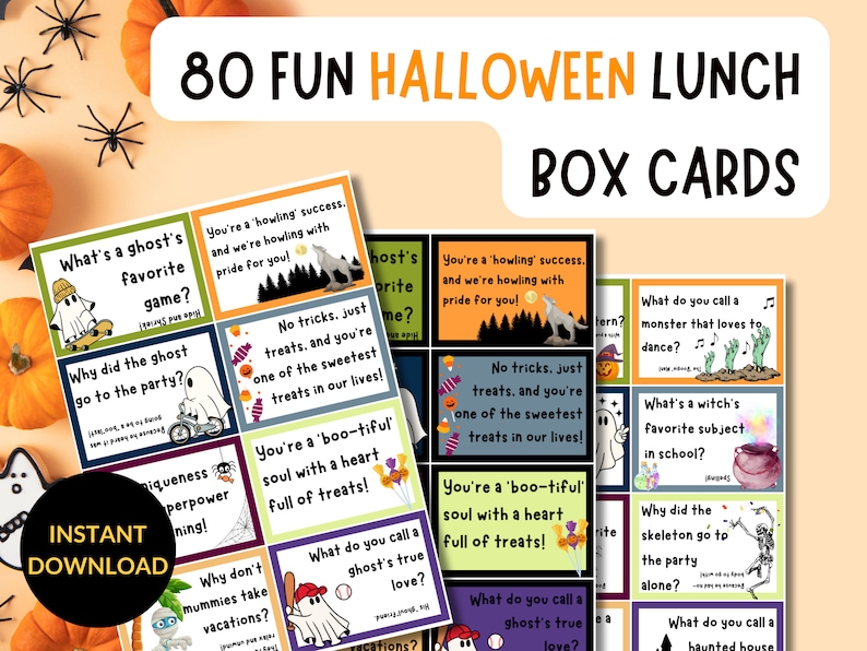 Halloween Lunch Box Notes | Lunch Kit Notes Halloween | Spooky Jokes ...