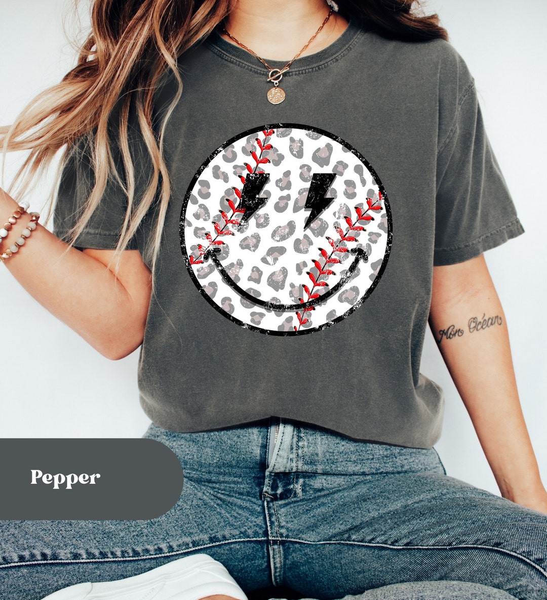 Comfort Colors® Smiley Face Baseball Shirt Gameday Baseball Shirt Happy ...