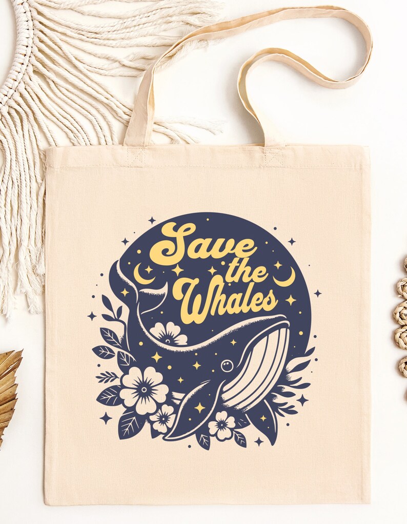 Whale Totebag, Whale Merch, Save the Whales, Ecobag, Conserve Nature ...