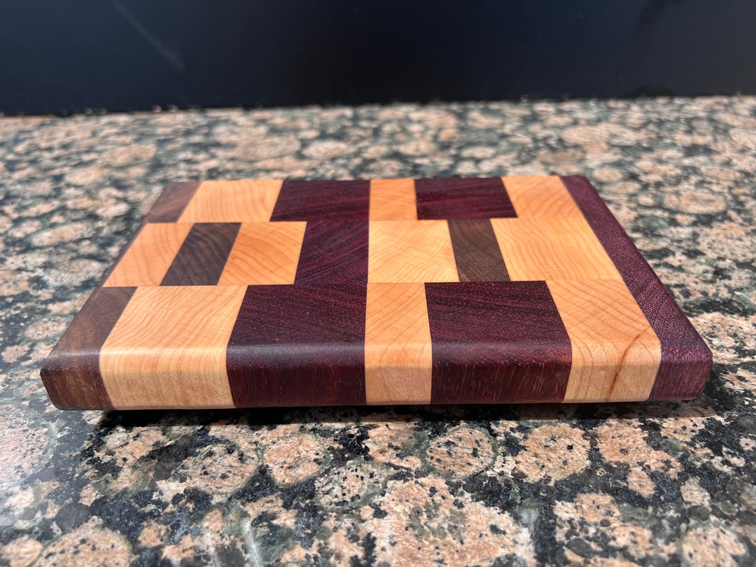 8" X 5" X 1" Purple Heart, Maple and Walnut Cutting Board - Etsy