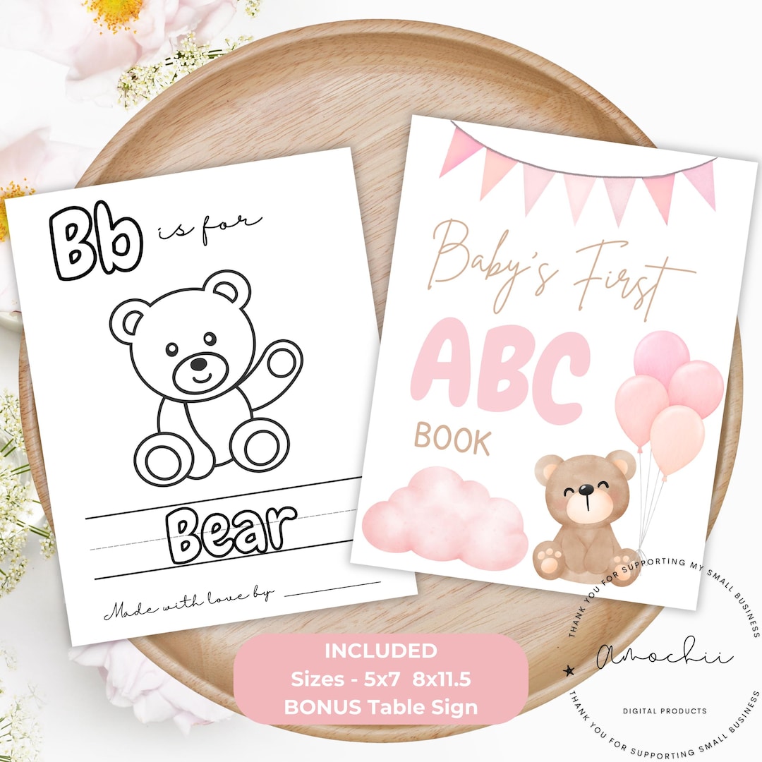 Teddy Bear ABC Book Baby Shower Activity: Printable Coloring Pages, We ...