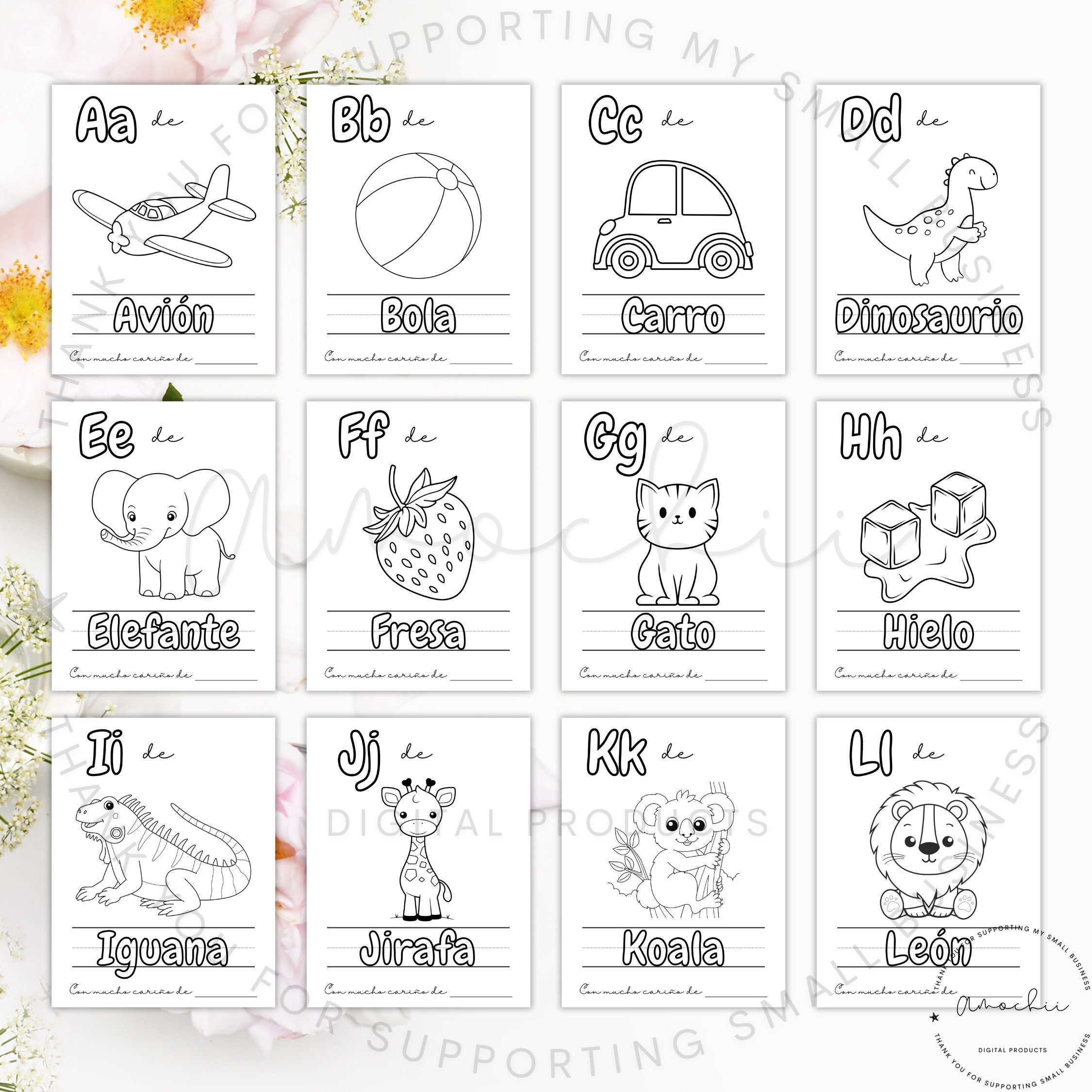 Libro Del Abecedario Para Colorear En Español, Actividad Familiar Para ...