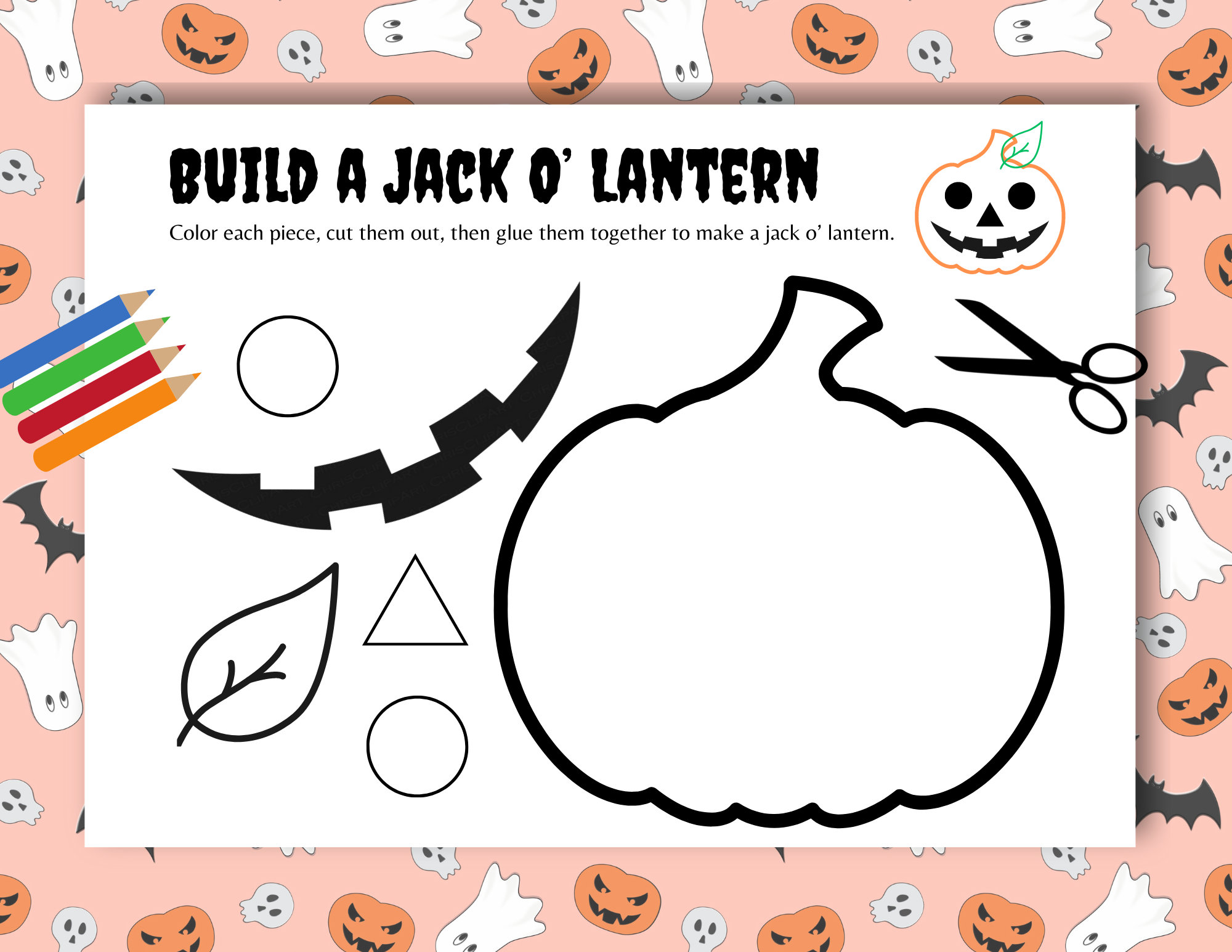 Build a Jack O' Lantern Printable Activity | Halloween Activity for ...