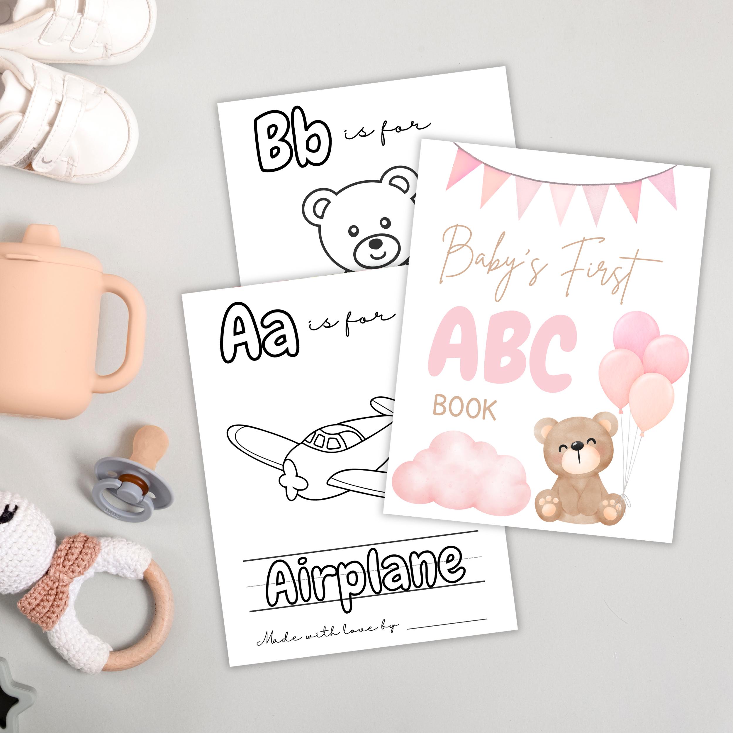 Teddy Bear ABC Book Baby Shower Activity: Printable Coloring Pages, We ...