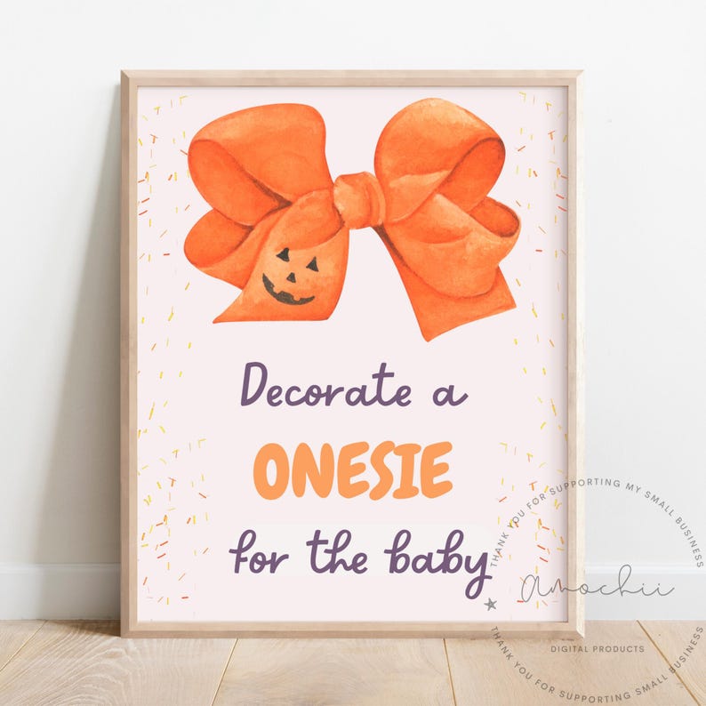 Decorate a Onesie Station Sign for Orange Coquette Baby Shower ...