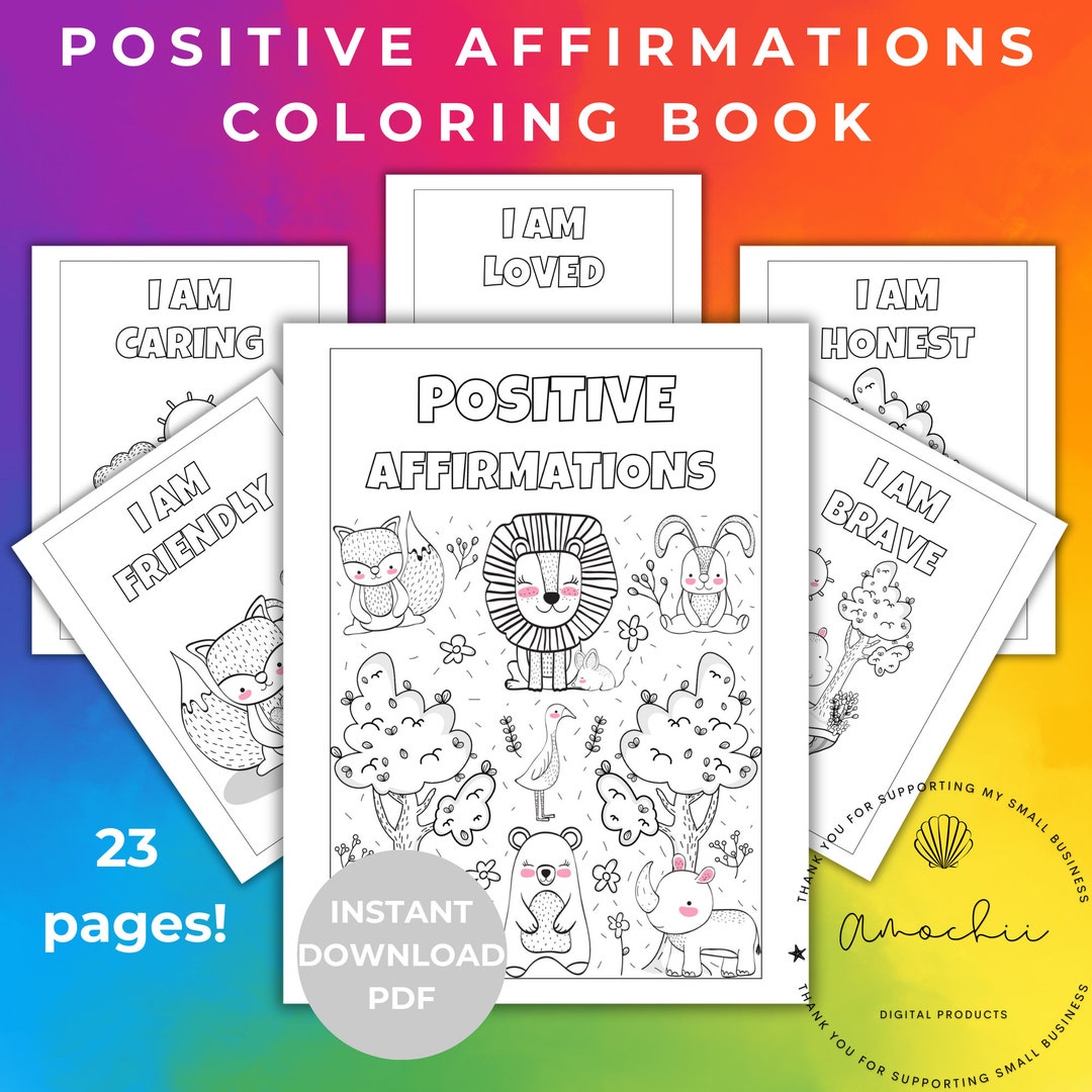 Positive Affirmations Anxiety Stress Relieving Coloring Book Activity ...