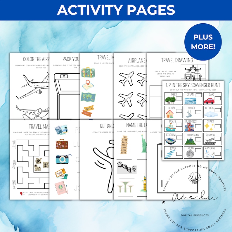 Airplane Themed Printable Activity Bundle Pack for Children Kids Family ...