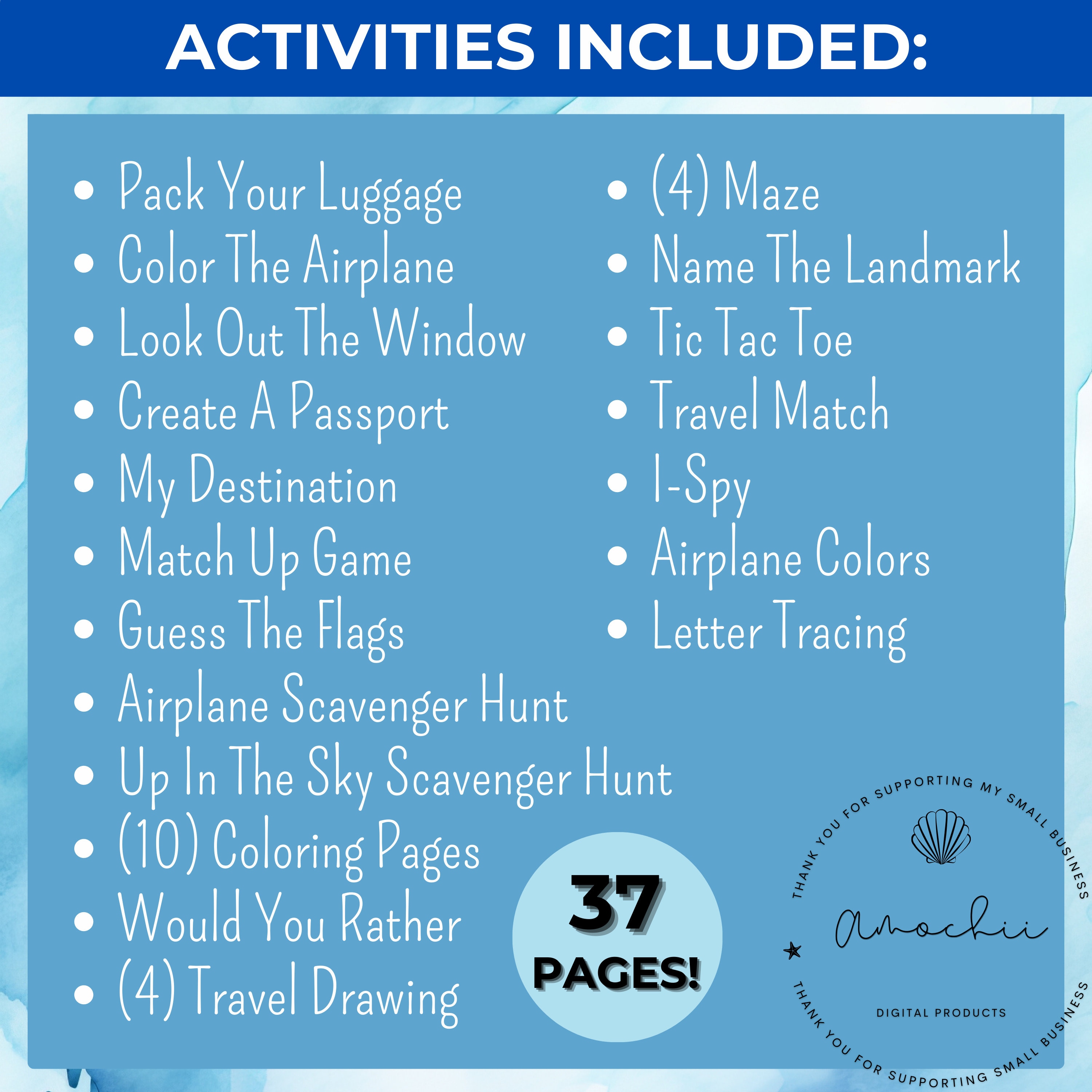 Airplane Themed Printable Activity Bundle Pack for Children Kids Family ...