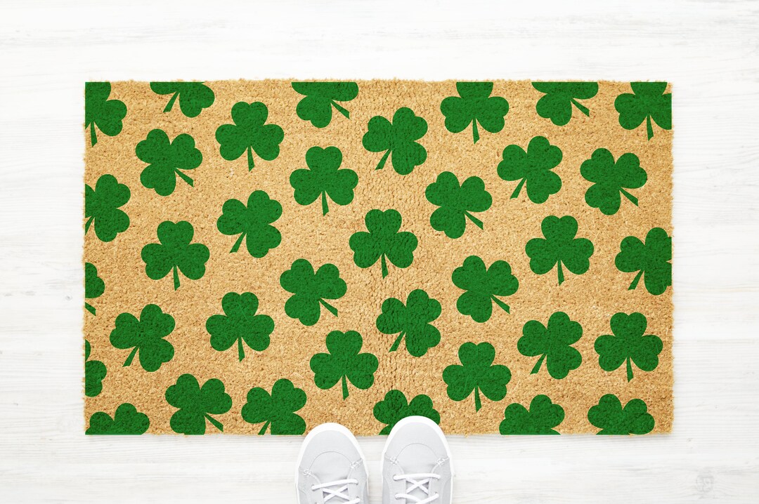 St. Patrick's Day Green Shamrock Pattern Door Mat Saint Patrick's ...