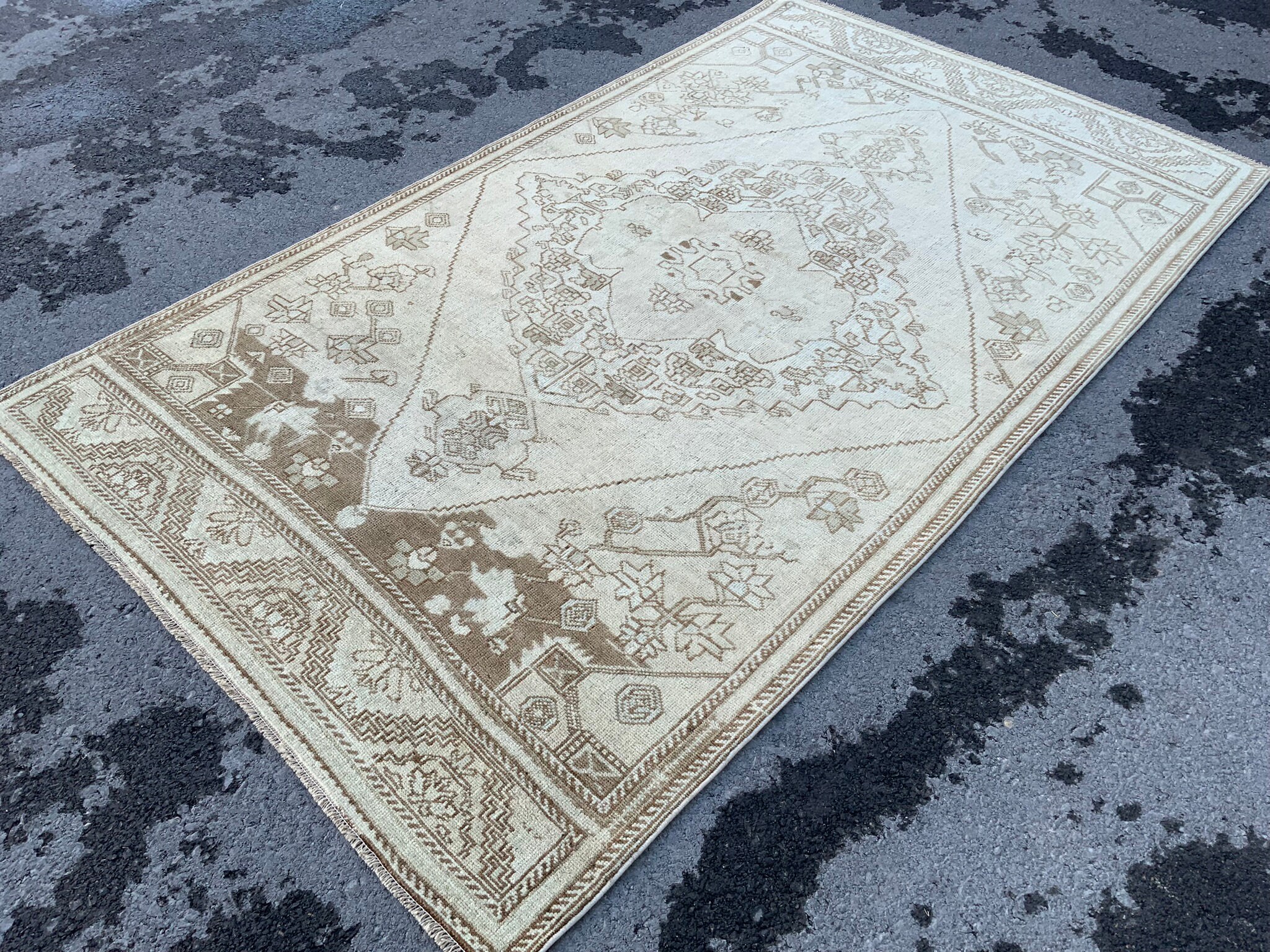 5 X 8 Rugs, Vintage Rug, Turkish Beige Rug, 4'7 X 8 Feet Rug, Handmade ...