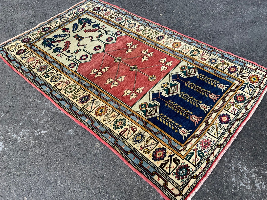 4x7 Rug, Red Small Rug, Anatolian Rug, Vintage Small Rug, Turkish Rug ...