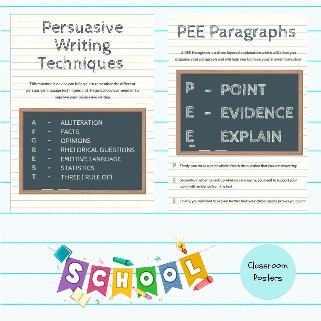 School Classroom Posters PEE Paragraphs and Persuasive - Etsy