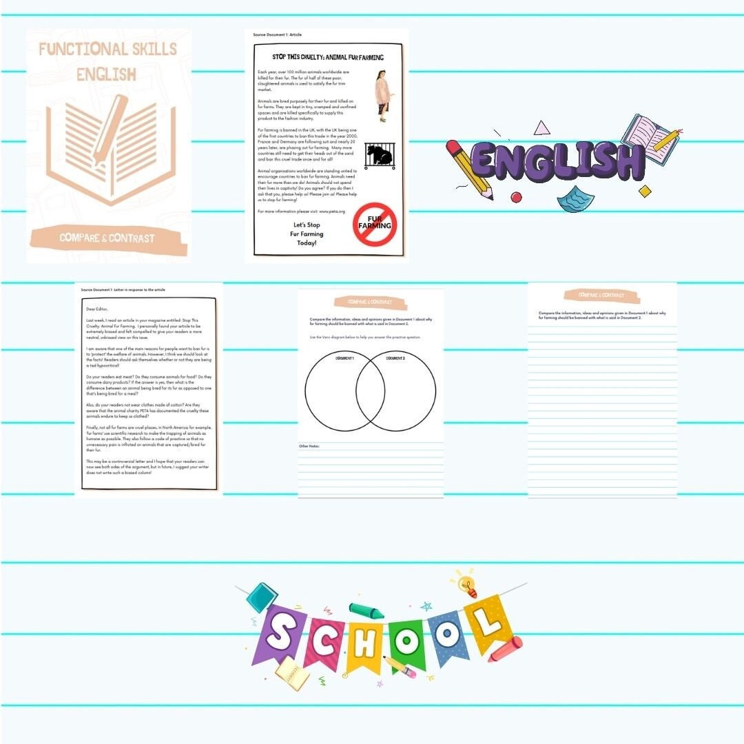 Functional Skills English Reading Activity Compare And Etsy Functional Skills English Reading Activity Compare And Etsy