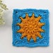 Small Sun Granny Square Sun Crochet Pattern DIY Sunburst Crochet Square ...
