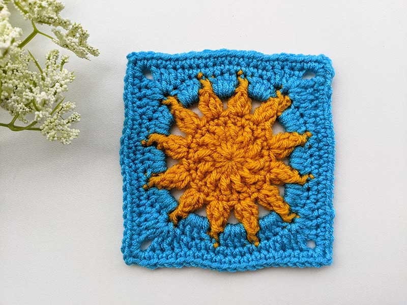 Small Sun Granny Square Sun Crochet Pattern - DIY Sunburst Crochet ...