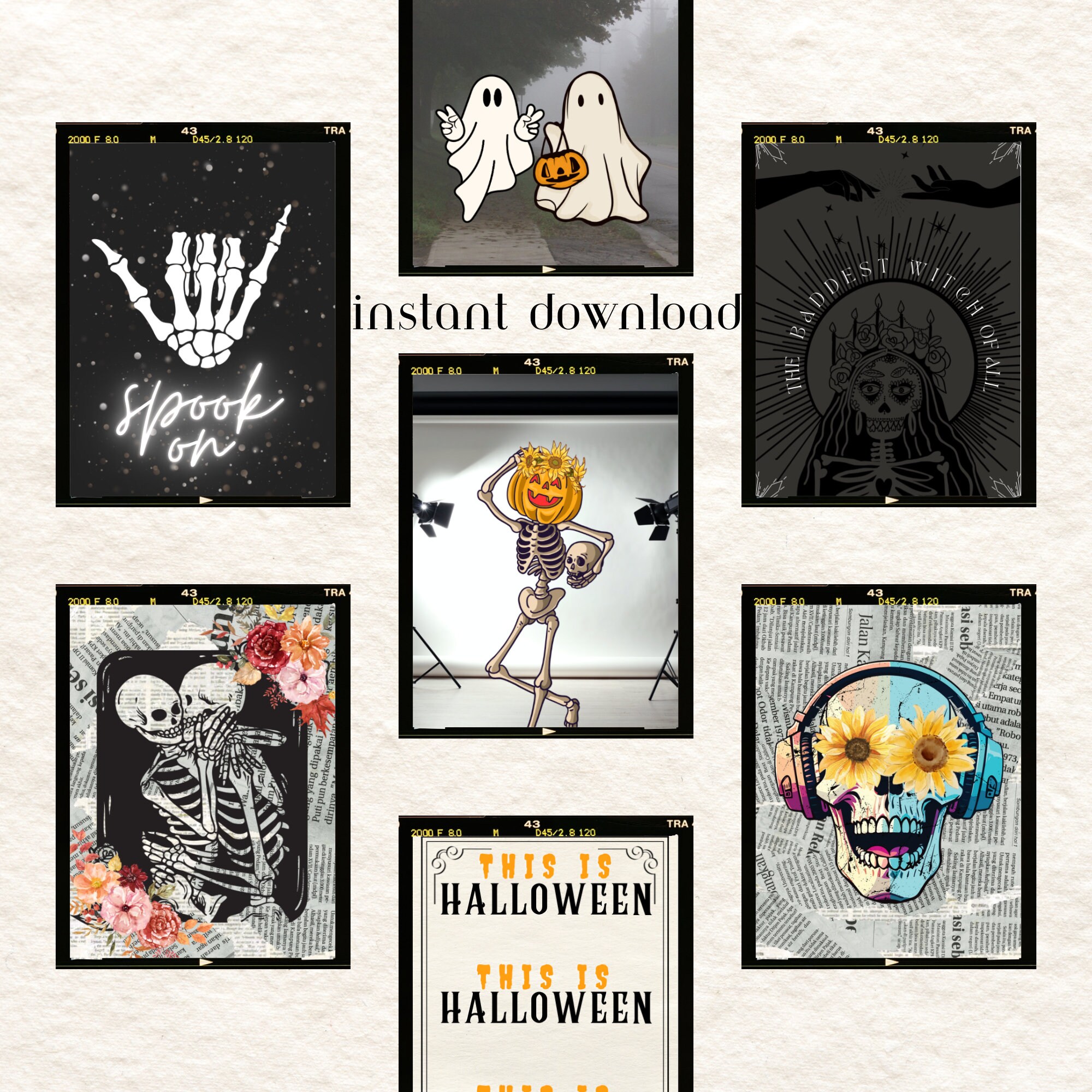 Spooky Halloween Printable Poster Collection Fall Art Digital Download ...