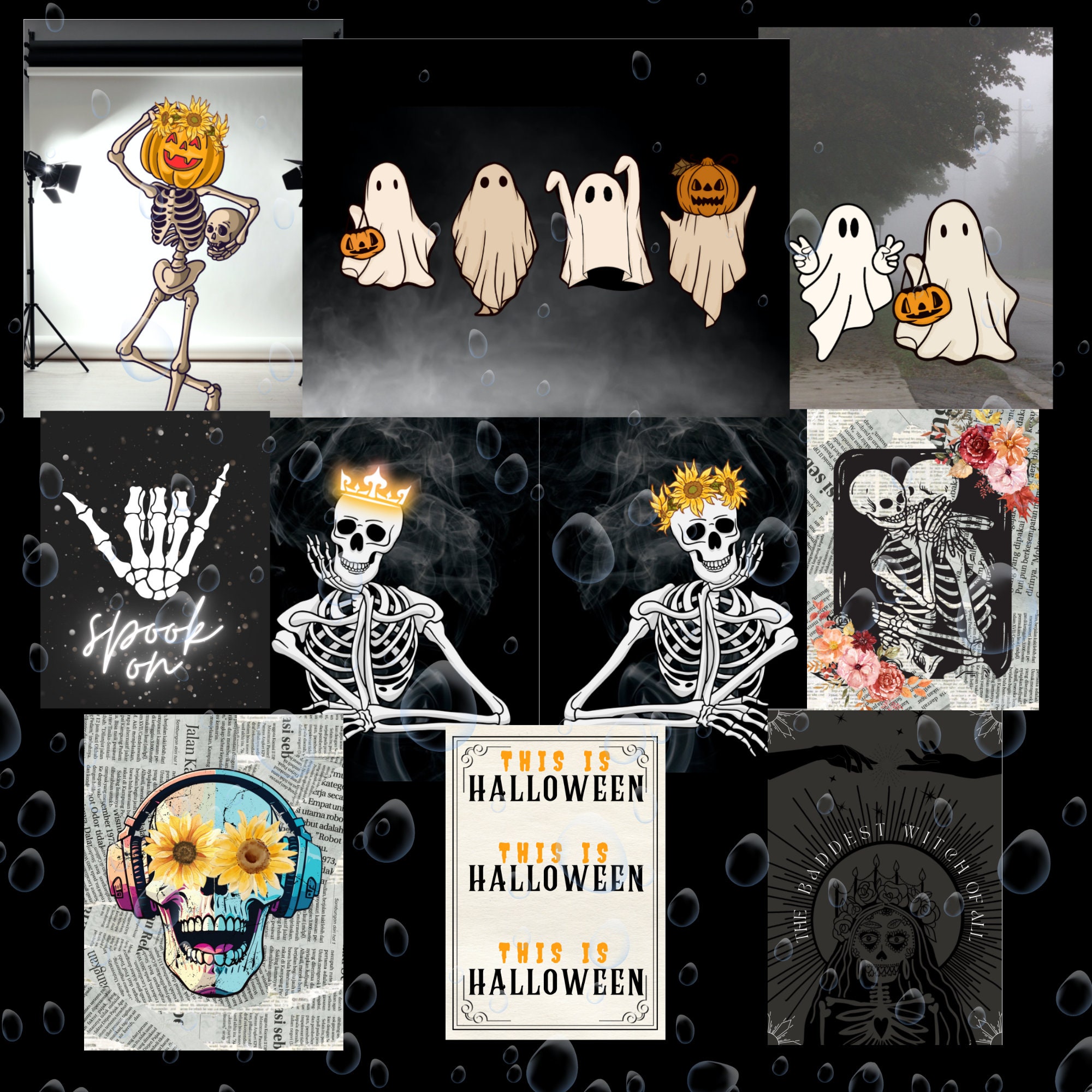 Spooky Halloween Printable Poster Collection Fall Art Digital Download ...