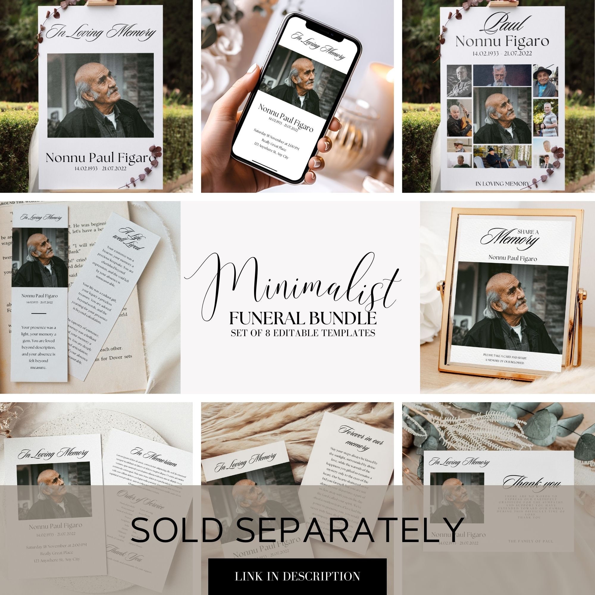 Editable Funeral Photo Collage Sign Minimalist Celebration of - Etsy
