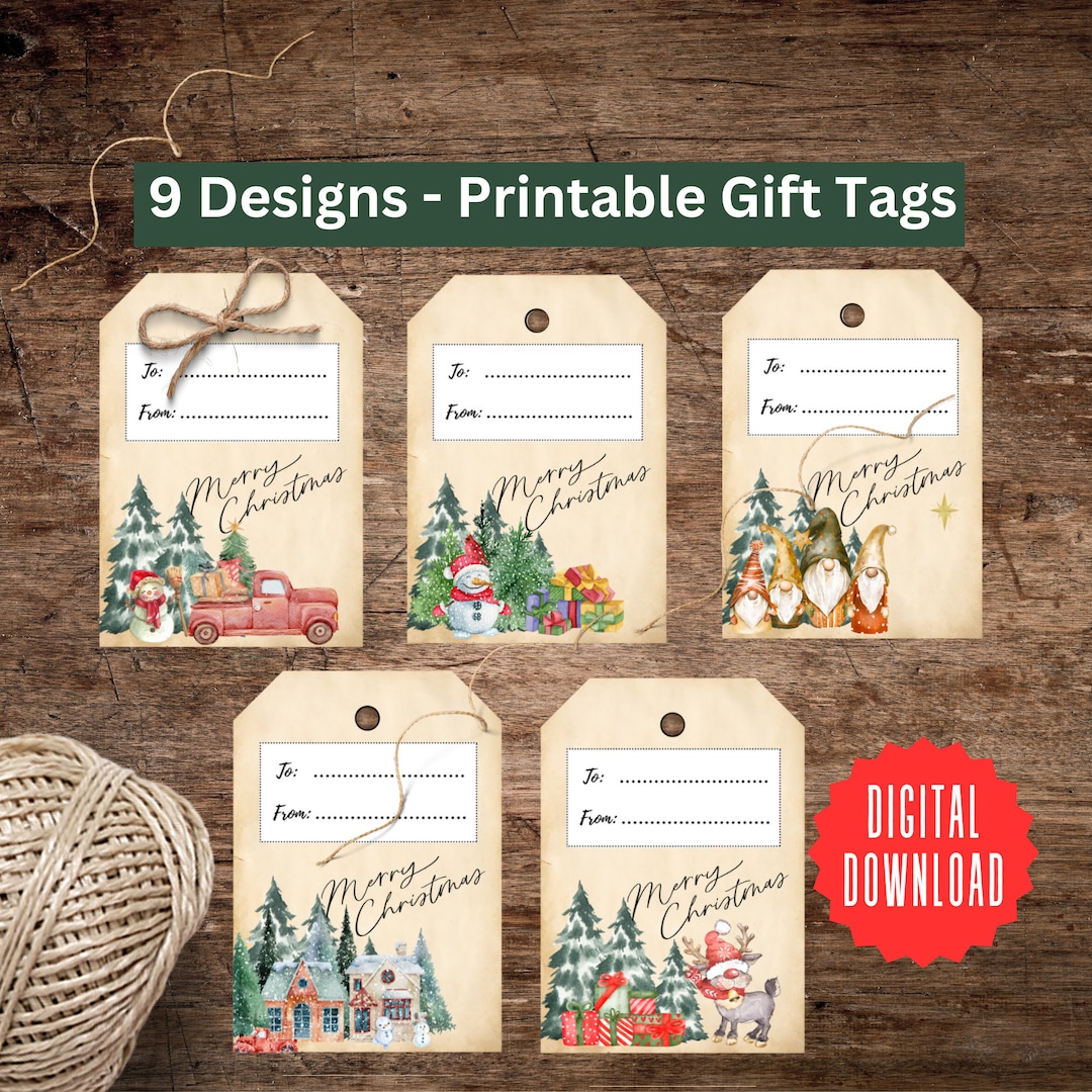 Printable Watercolor Christmas Gift Tags Watercolor Pictures - Etsy
