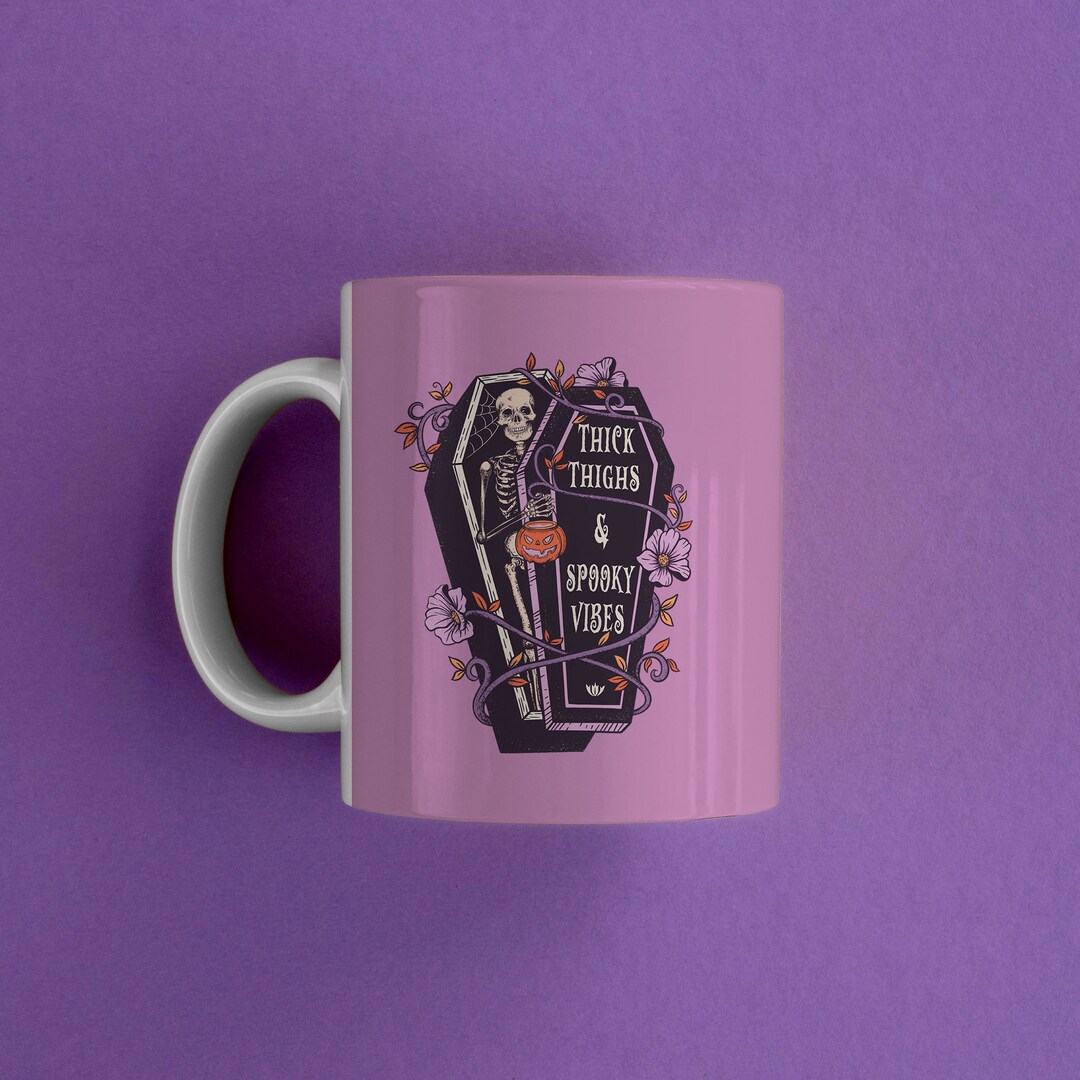 11oz "thick Thighs, Spooky Vibes" Halloween Gift Mug, Décor - Etsy