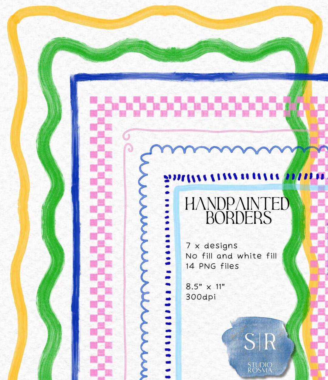 7 Hand Painted Borders for Canva/menus/projects - Etsy