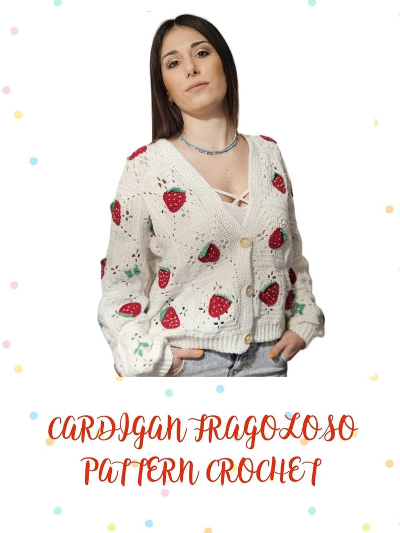 Cardigan "strawberry" With Strawberries Crochet Pattern Video Tutorial ...
