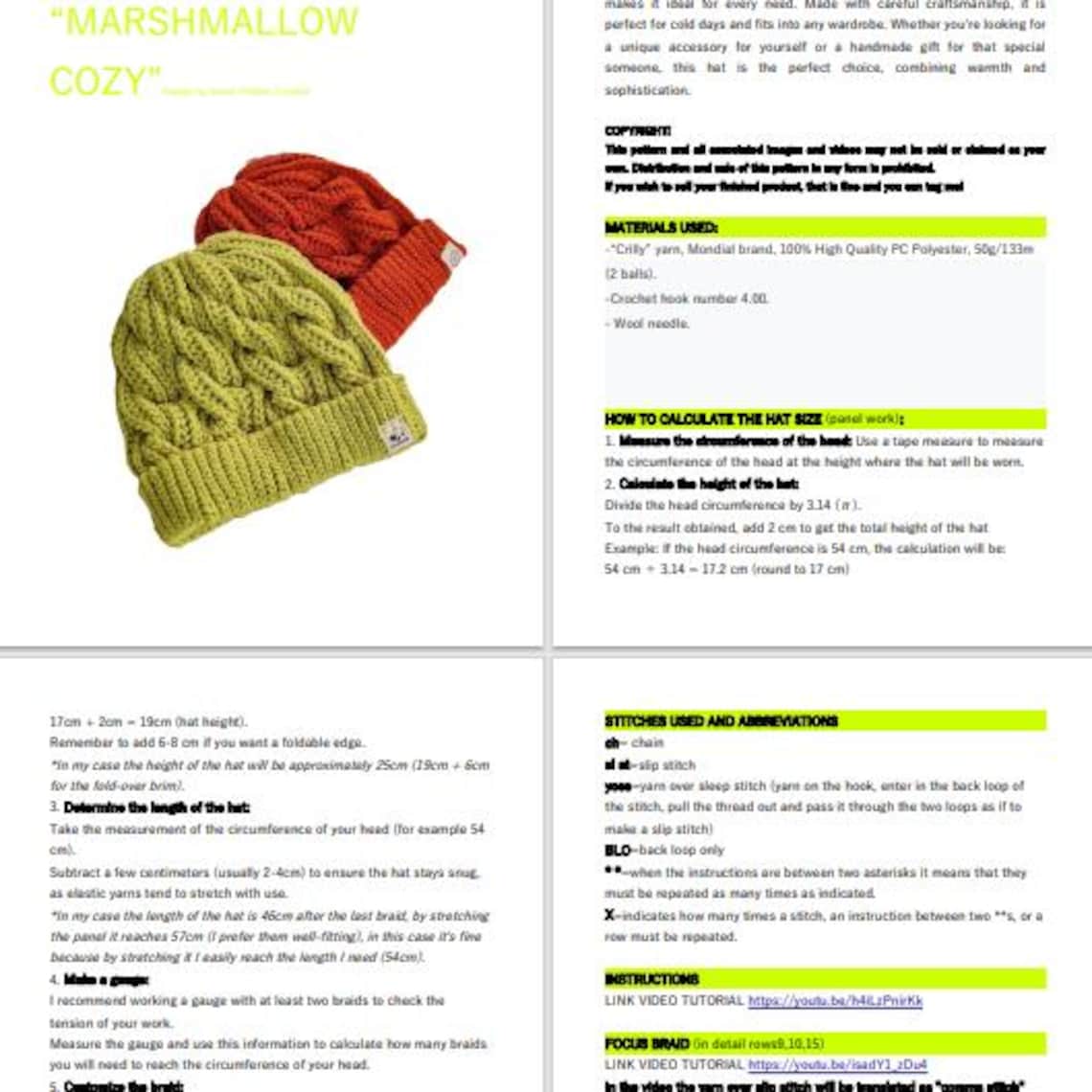 Crochet Braided Hat Pattern, Easy PDF Tutorial, Handmade Crochet ...