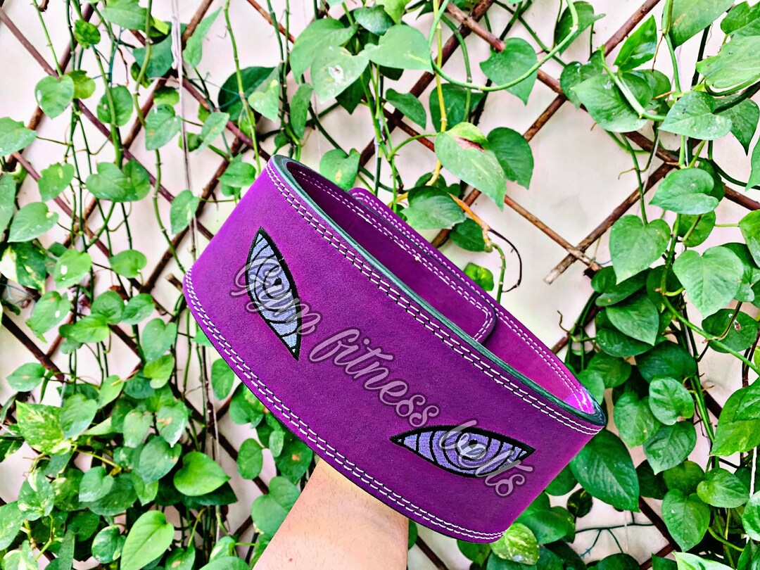 Purple Handmade Eyes Anime Powerlifting Lever Belt Nubuck Leather 4 ...