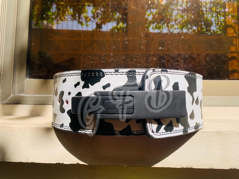 Cow Print Weightlifting Lever Belt | Handmade Custom Powerlifting Belt ...