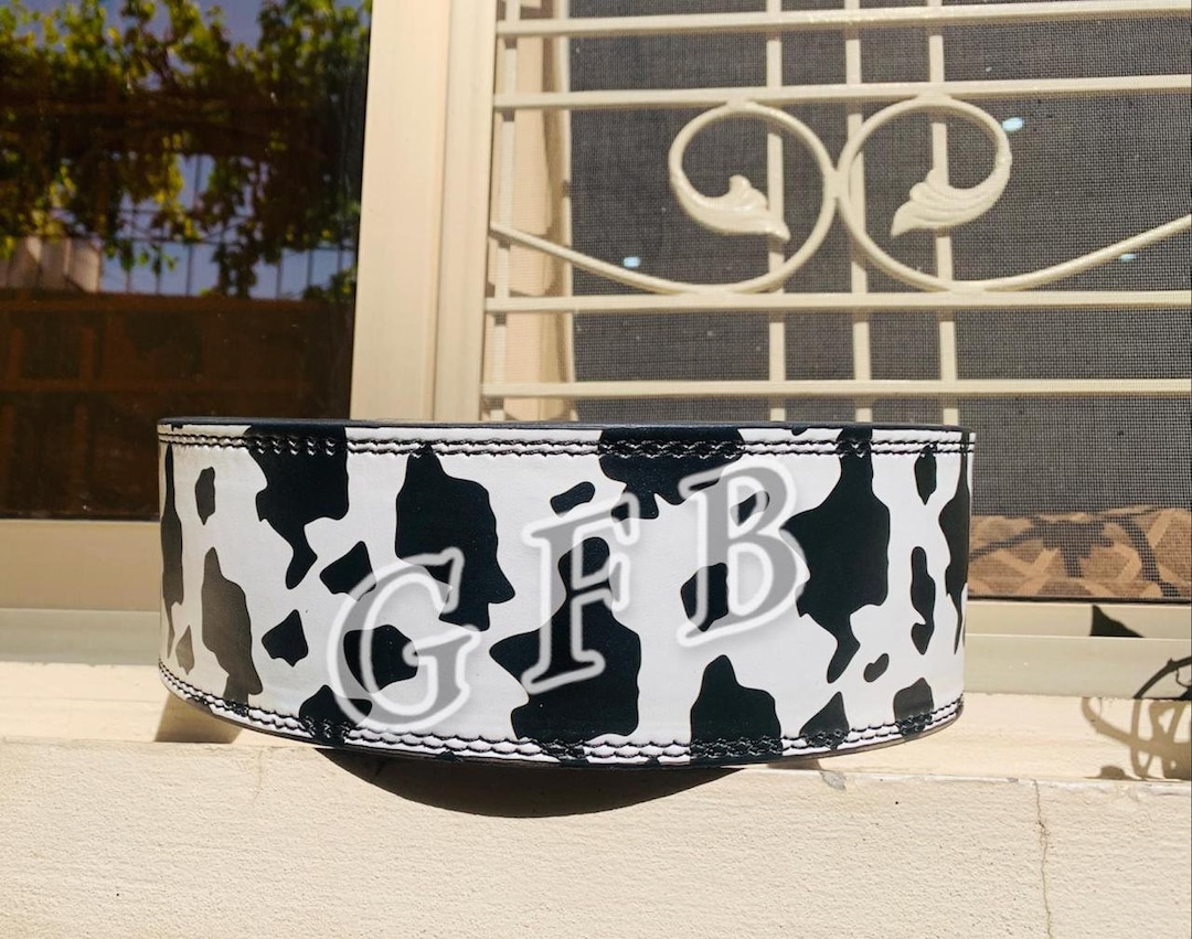 Cow Print Weightlifting Lever Belt | Handmade Custom Powerlifting Belt ...
