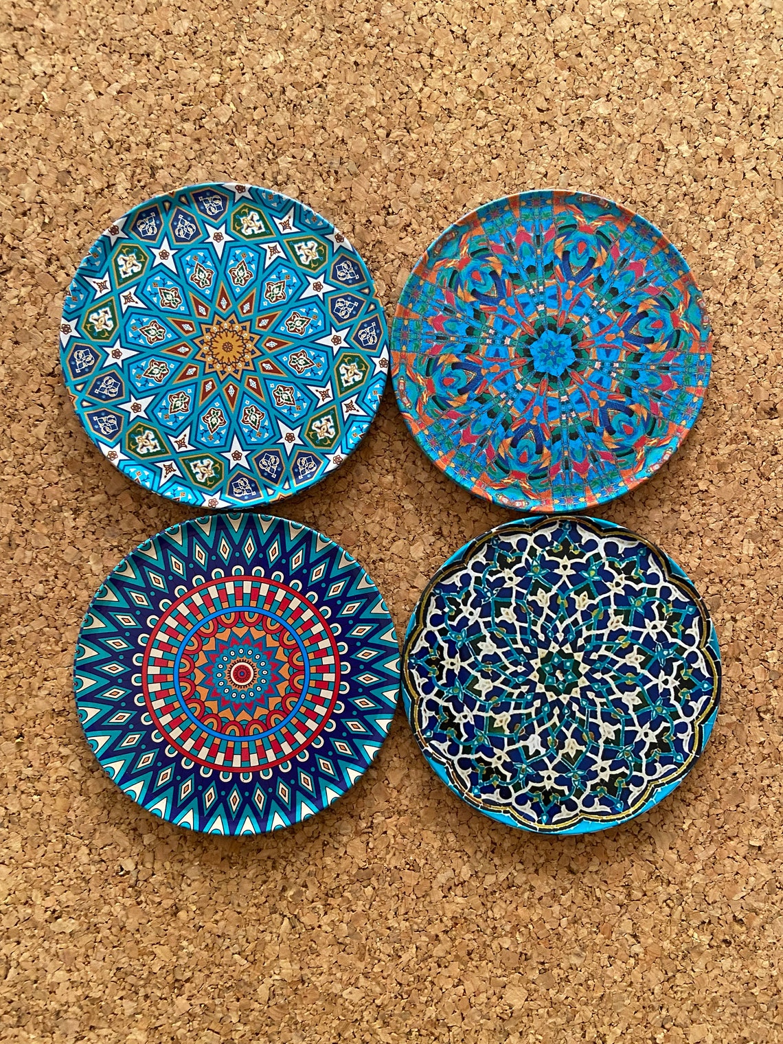 Set of 4 Coasters Drink Coaster Mediterranean Pattern Turkish Pattern ...