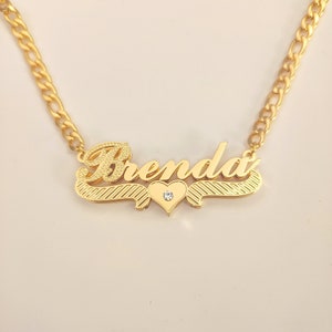 Custom Name Plate Necklace With Diamond, Double Name Plate Gold ...