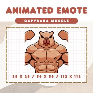 Animated Muscle Capybara / Buff Muscular Capybara Emote Cute Kawaii ...