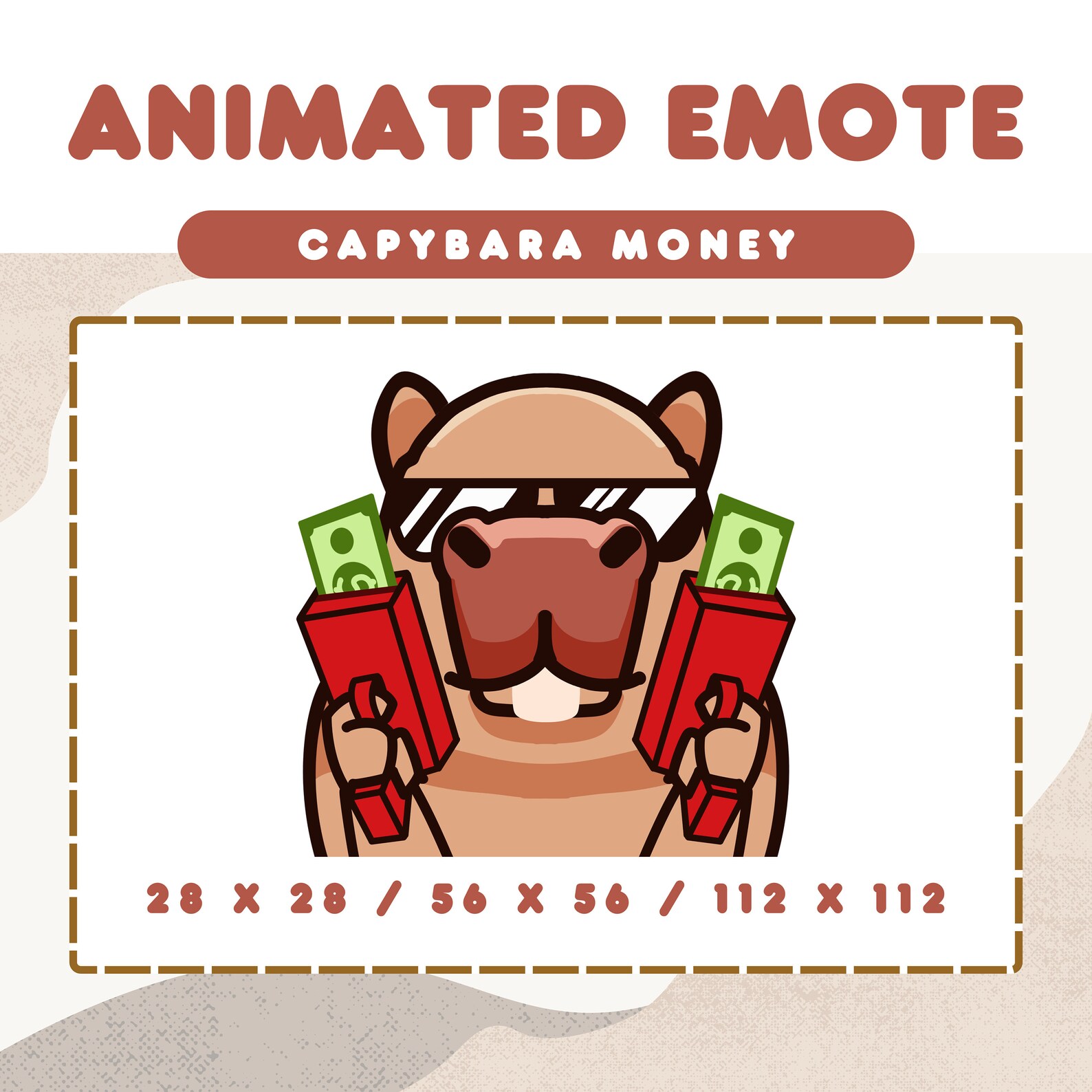 Animated Capybara Money Raining Rich Emote Cute Chibi Kawaii / Emote ...