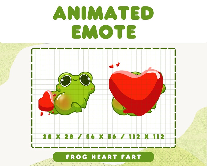 Animated Frog Heart Fart Love Emote Cute Chibi / Emote for Streamer ...