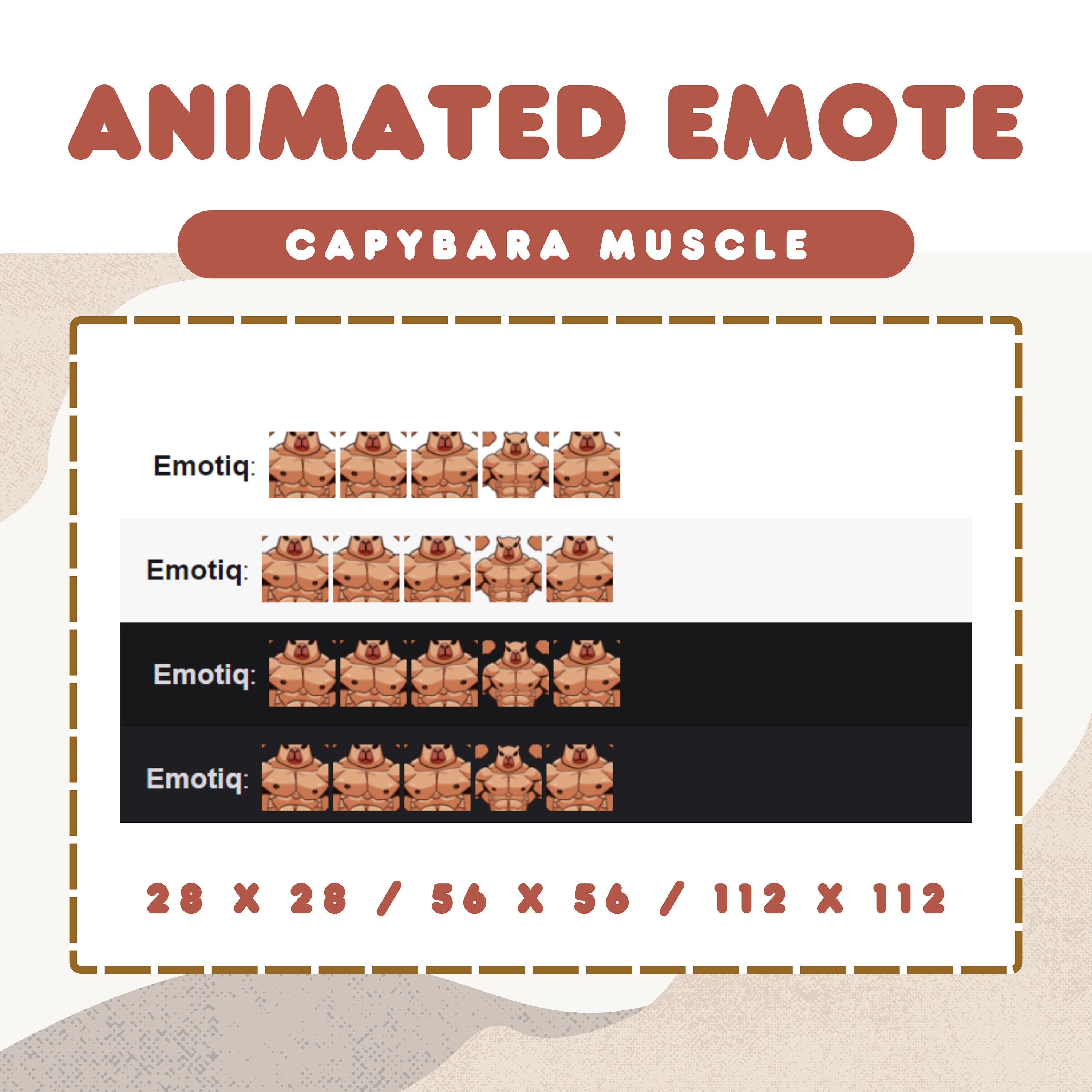 Animated Muscle Capybara / Buff Muscular Capybara Emote Cute Kawaii ...