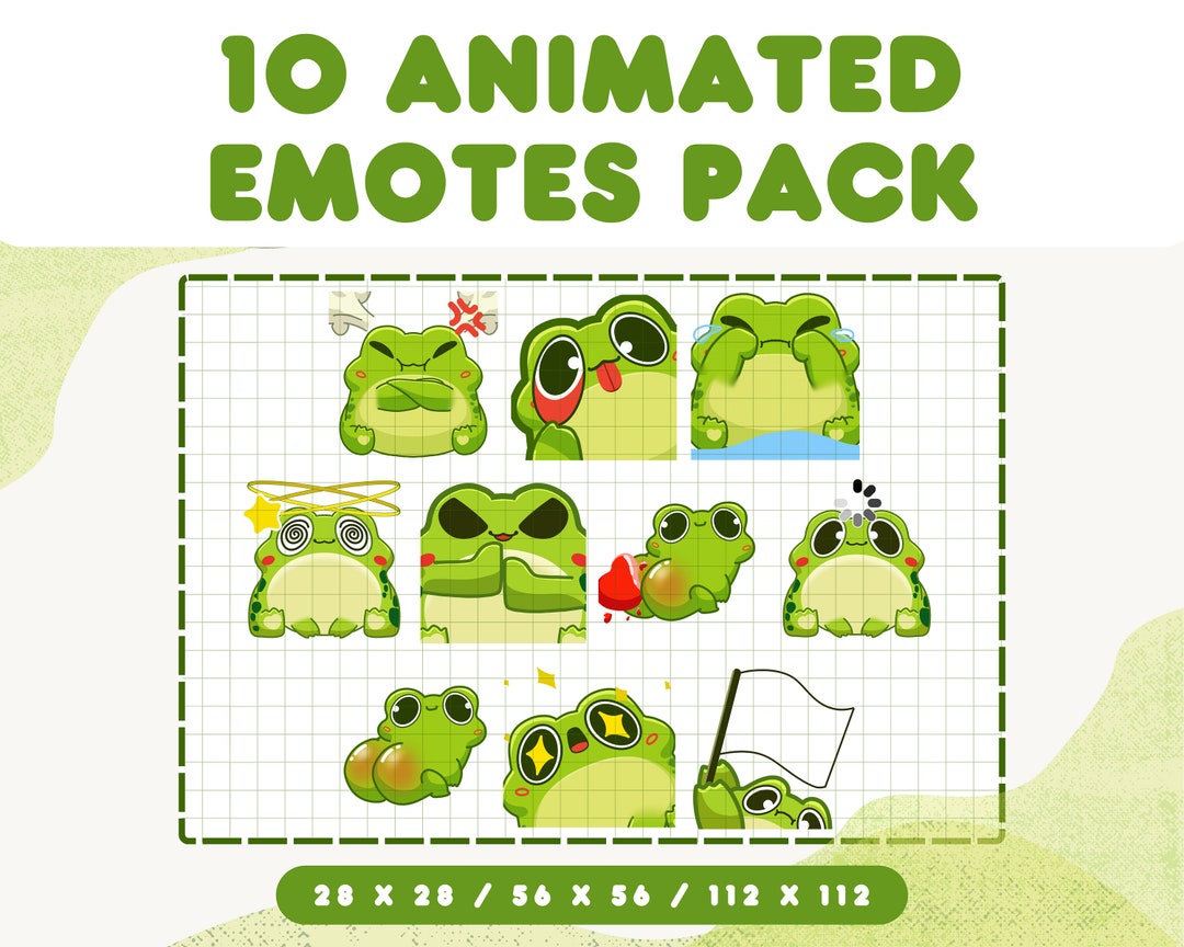 10 Animated Frog Emotes Pack, Cute Froggy Emote Cute Chibi / Emote for ...