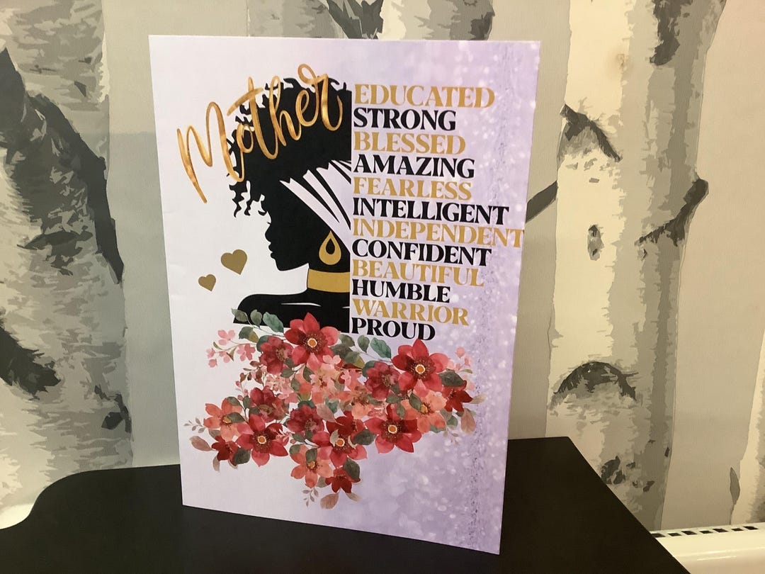 African American Black Woman Mothers Day Card, Afrocentric,melanin ...