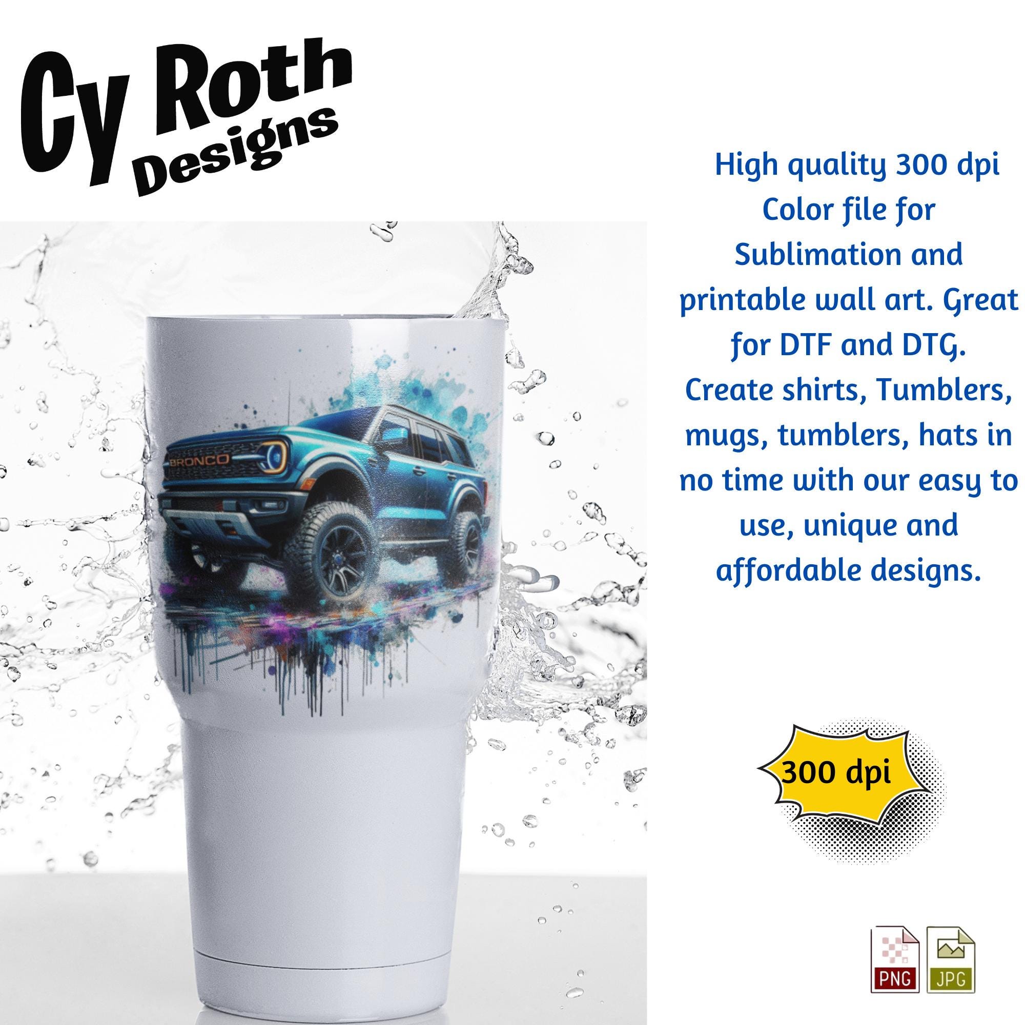 2023 Ford Bronco Sublimation Wall Art 20oz Skinny Tumbler PNG JPG File ...