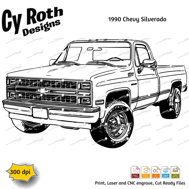 1990 Chevy Silverado Svg Png Jpg Ai Dxf File, Classic Truck Svg ...