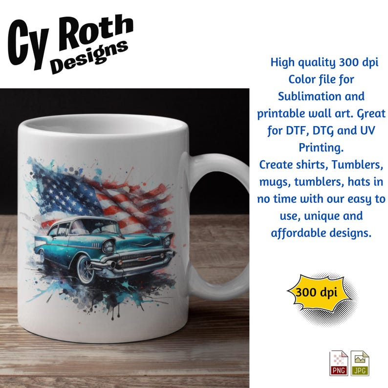 1957 Chevy Bel Air Sublimation Print: Tumbler & Shirt Transfer (digital ...