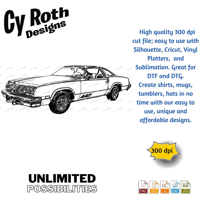 1977 Oldsmobile Cutlass 442 Svg Png Jpg Ai Dxf File, Classic Car Svg ...