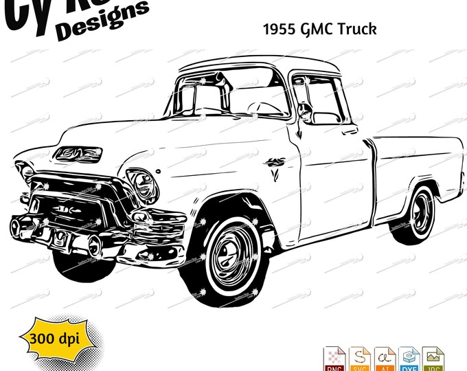 SVG GMC 3100 Pickup Truck Grille Silhouette Cut Files Designs, Clip Art ...