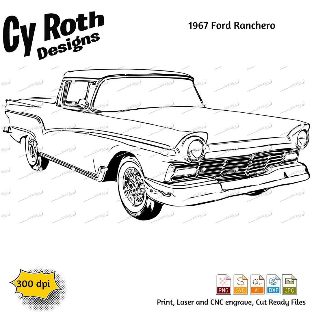 1967 Ford Ranchero Svg Png Jpg Ai Dxf File, Vintage Truck Svg, Classic ...
