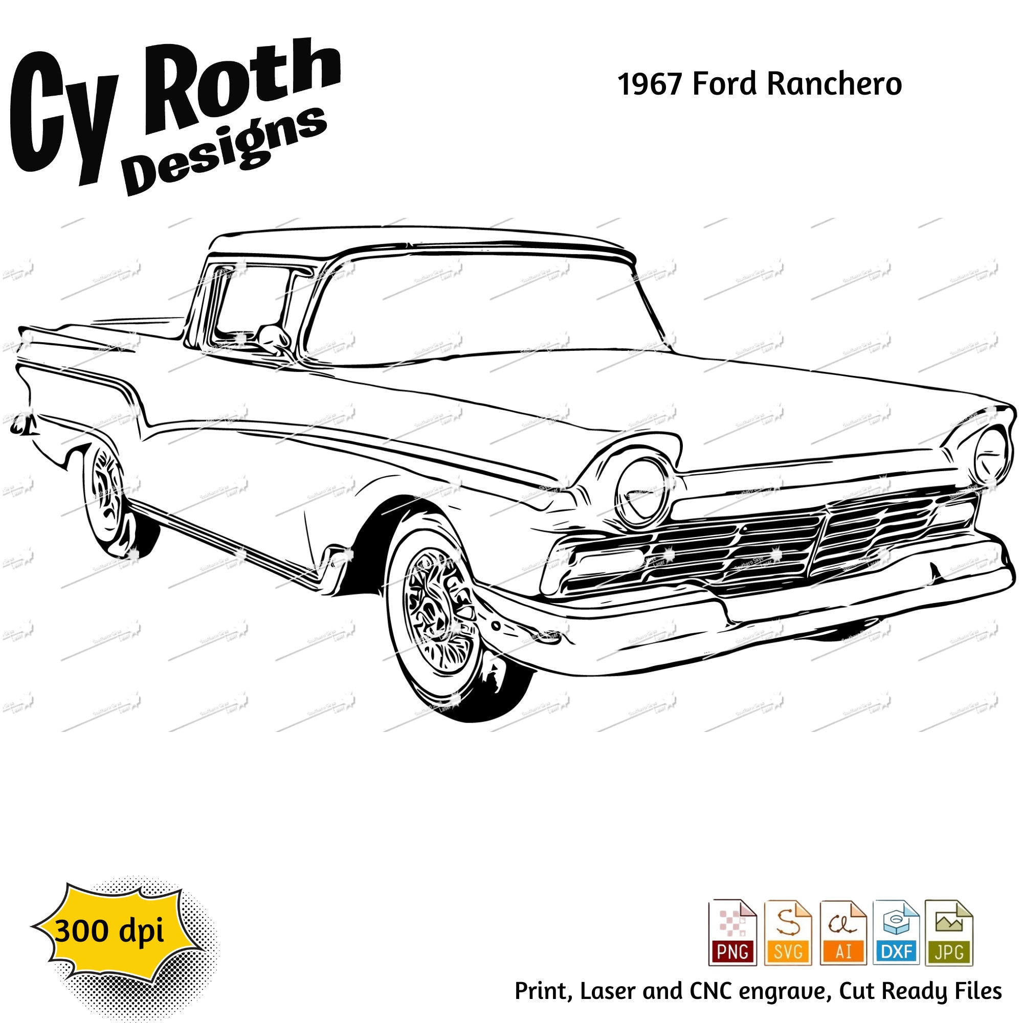 1967 Ford Ranchero Svg Png Jpg Ai Dxf File, Vintage Truck Svg, Classic ...