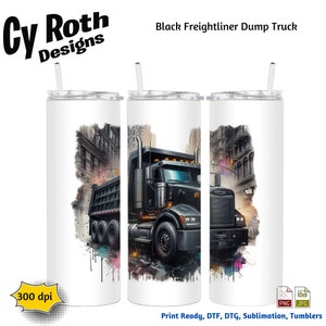 Black Freightliner Dump Truck Color Sublimation DTF DTG Print File and ...