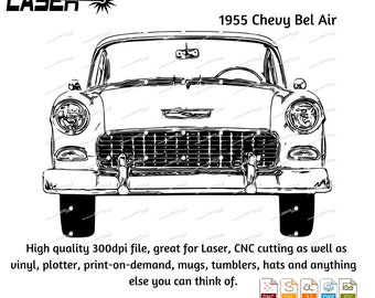 1956 Chevy Bel Air Digital Cut Engrave File Dxf, Svg, Ai, Jpg - Etsy