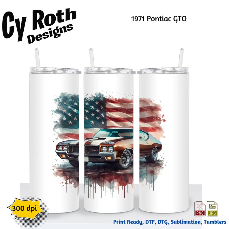1971 Pontiac GTO Sublimation Design: DTF, DTG Print File (digital ...