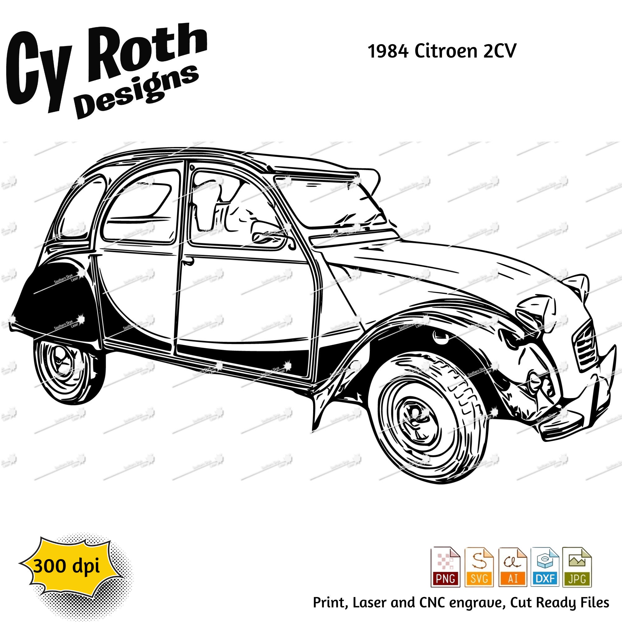 1984 Citroen 2CV Svg Png Jpg Ai Dxf File, Vintage Car Svg, Classic Car ...