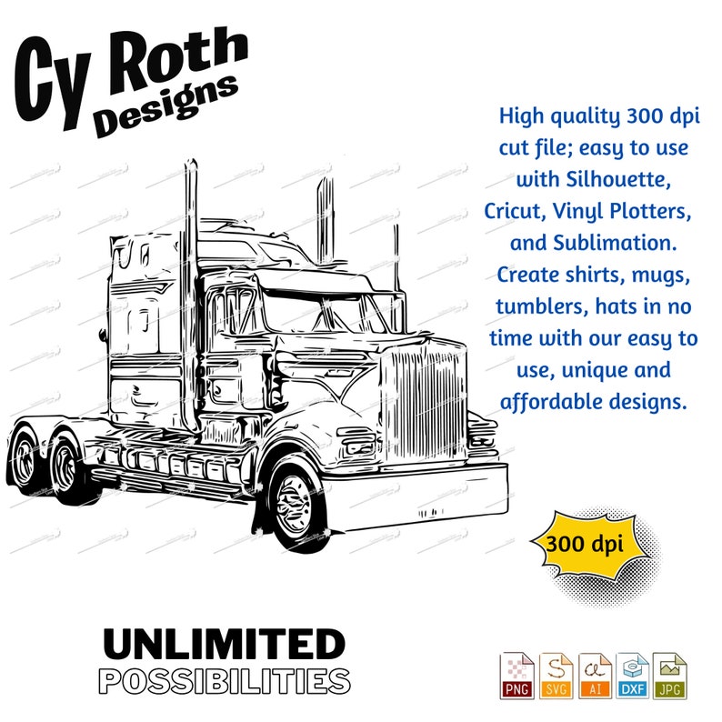 1998 Kenworth T-900 Svg Png Jpg Ai Dxf File, Semi-truck Svg, Trucking ...